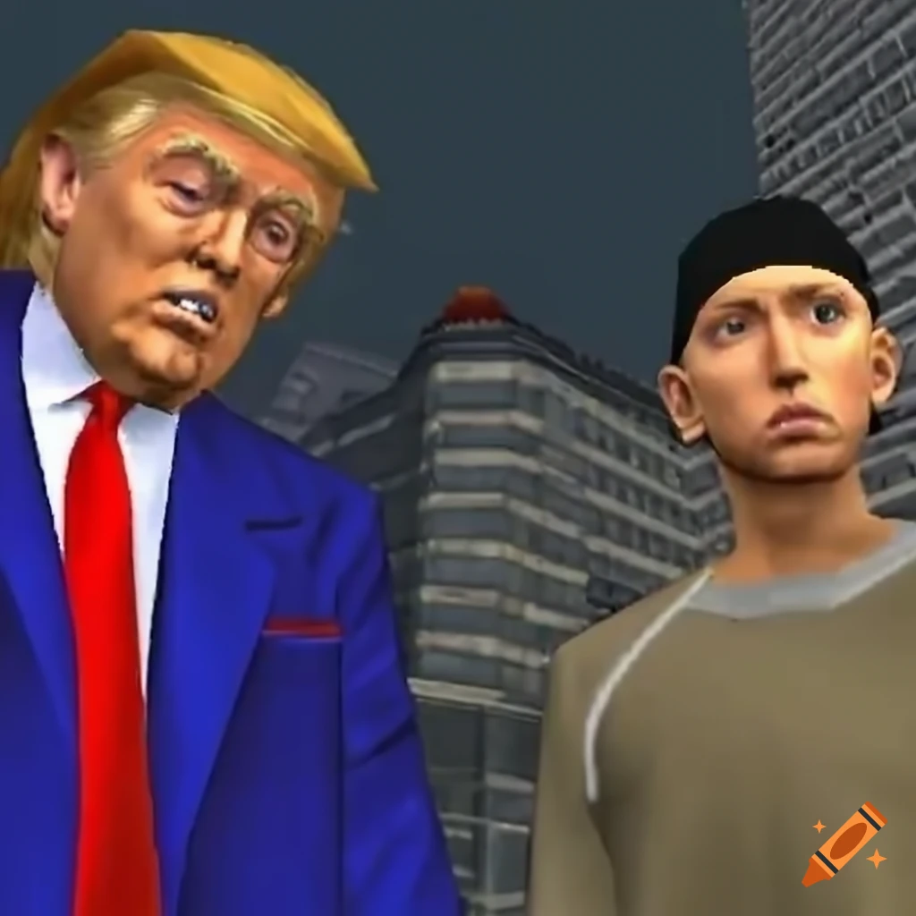 Parody video game cover featuring donald trump on Craiyon