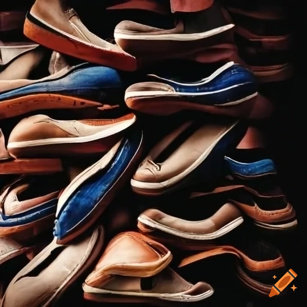 Stack of shoes neatly arranged on Craiyon