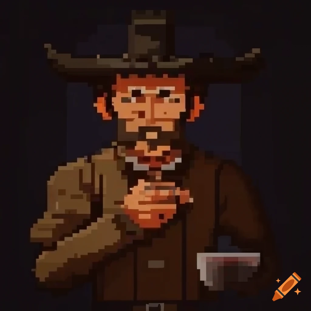 Pixelart of a wild west bartender on Craiyon