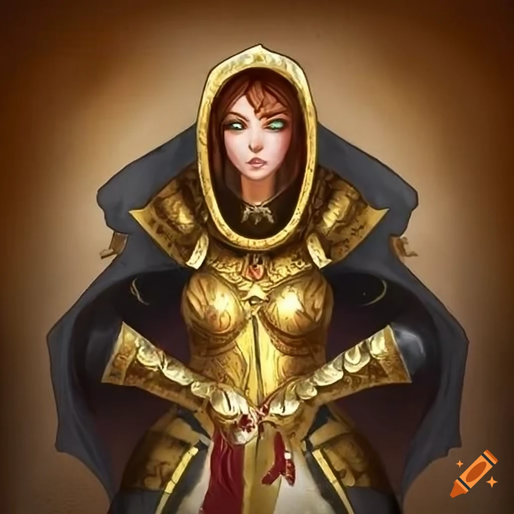 Digital Art Of A Female Cleric In Golden Armor On Craiyon