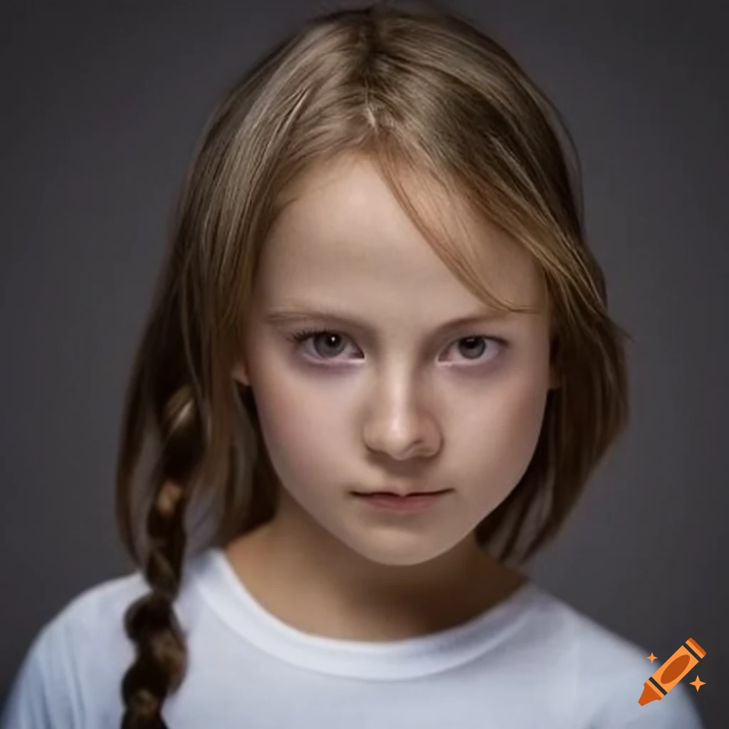 Portrait of a young girl with glasses and braids on Craiyon