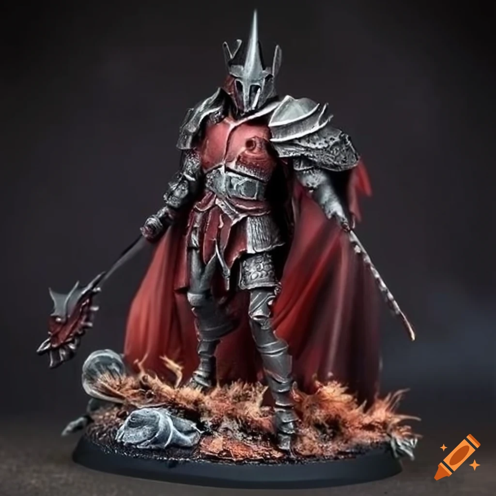 Red-armored fantasy knight resin model on Craiyon