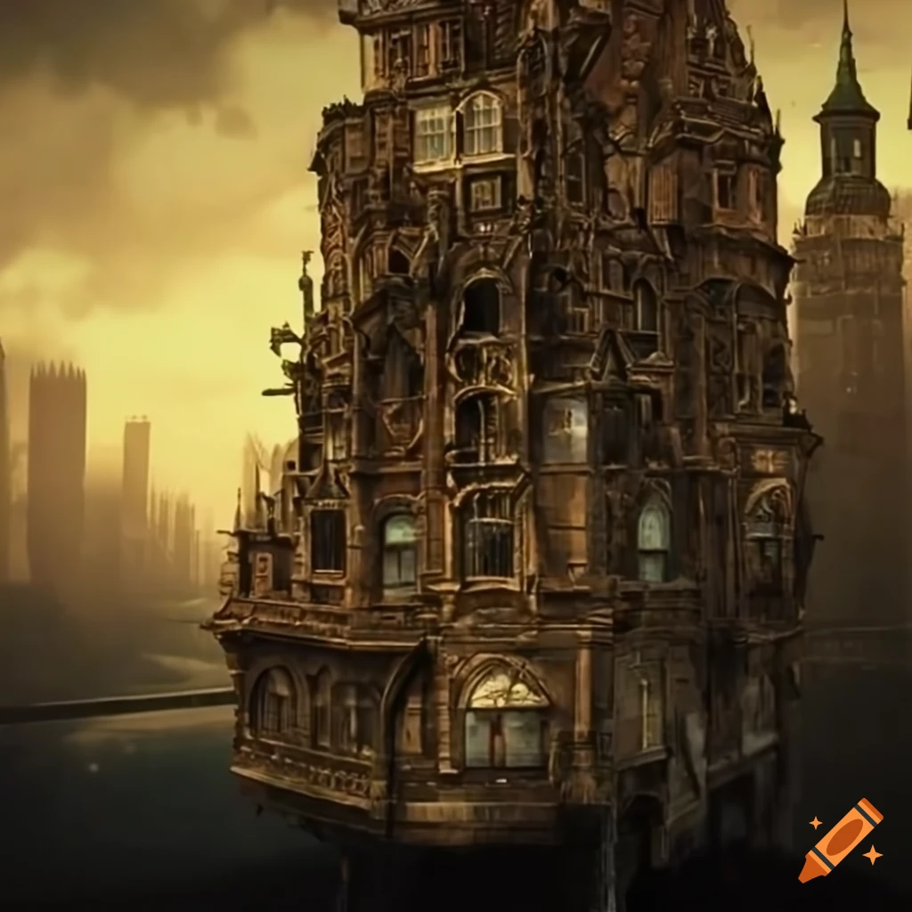 Steampunk tower on Craiyon