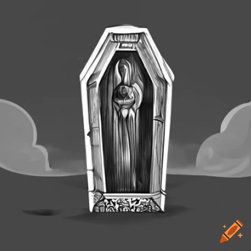 Monochrome depiction of coffin tombs on Craiyon