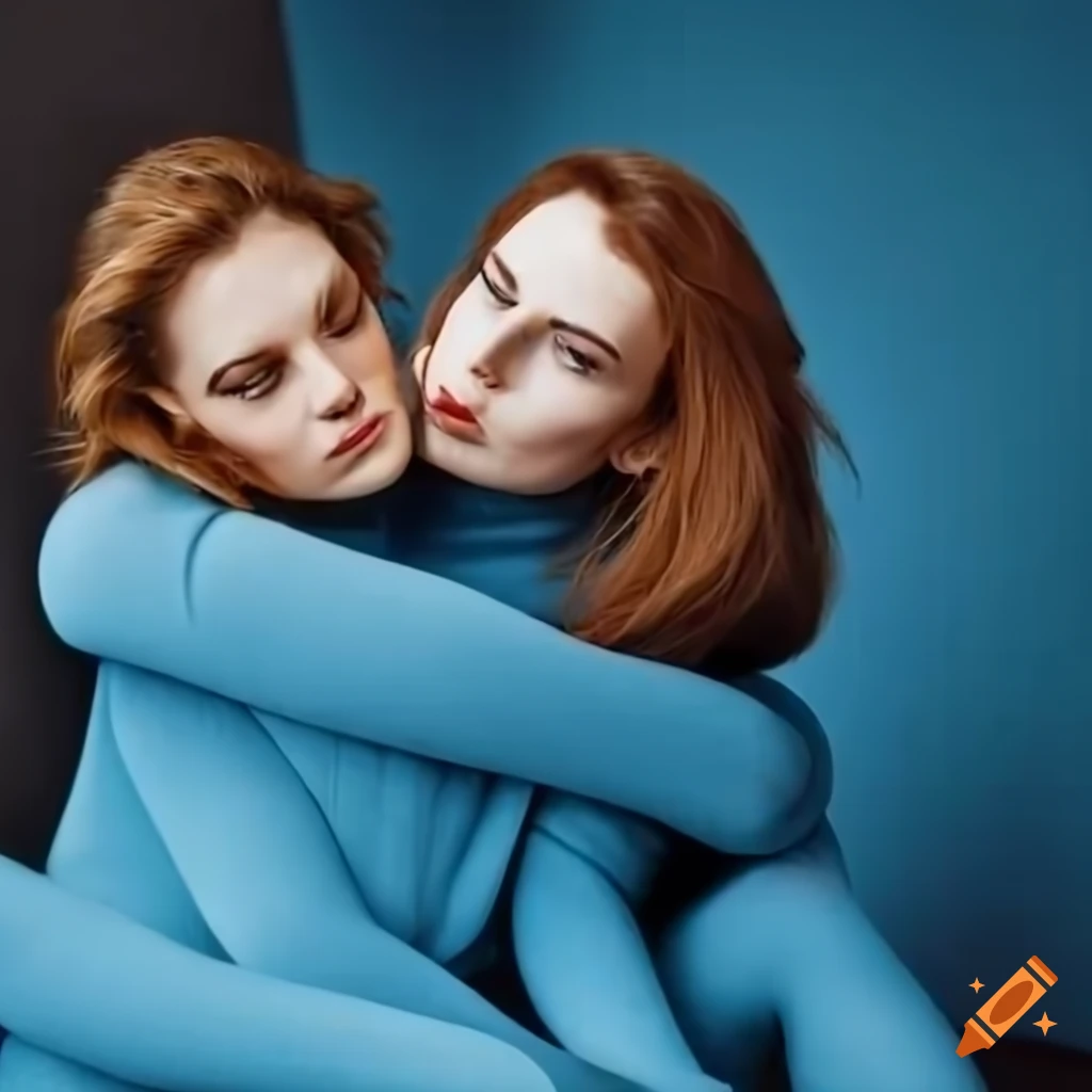 Creative photography of two women embracing in an illusion on Craiyon