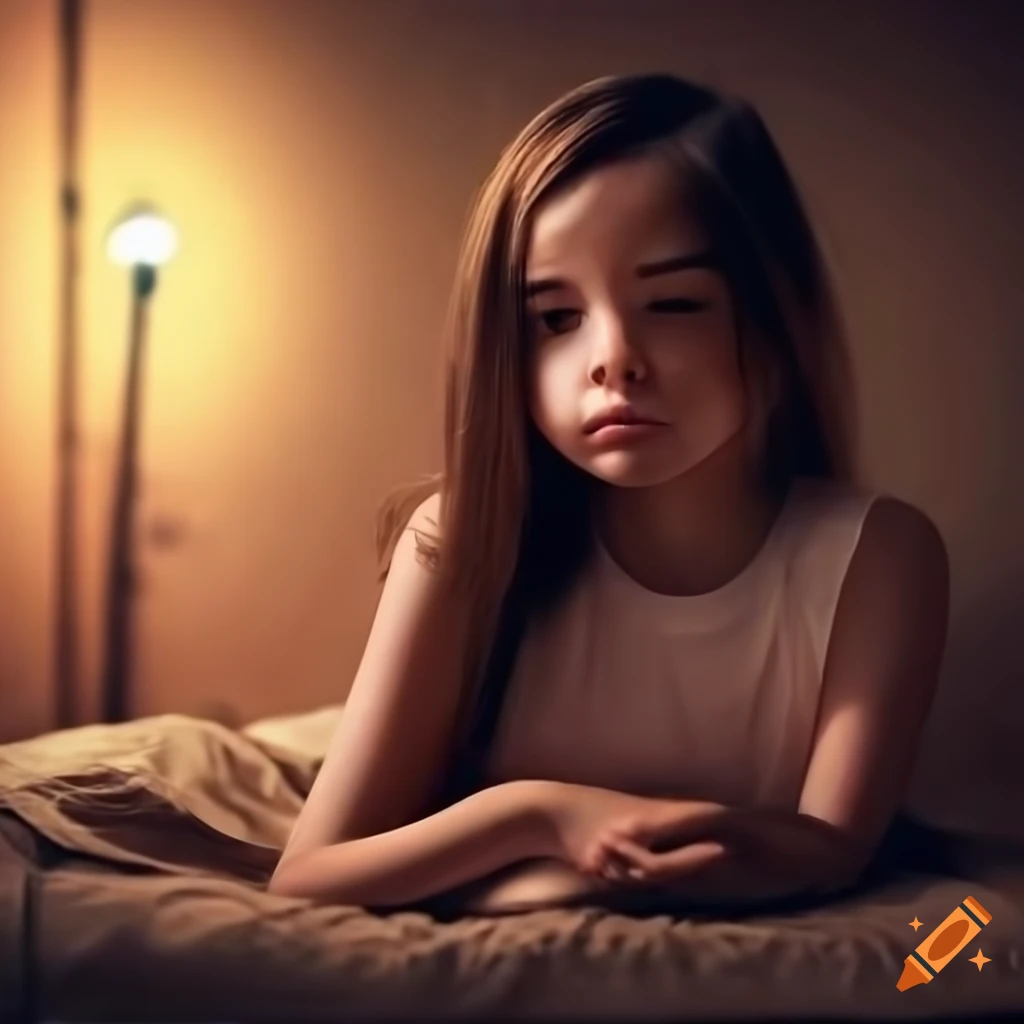 Portrait of a sad girl in a dimly lit room on Craiyon