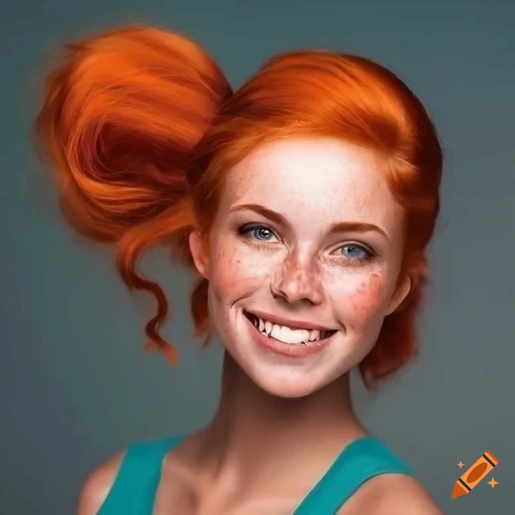 Portrait Of A Beautiful Young Woman With Red Hair And Freckles On Craiyon