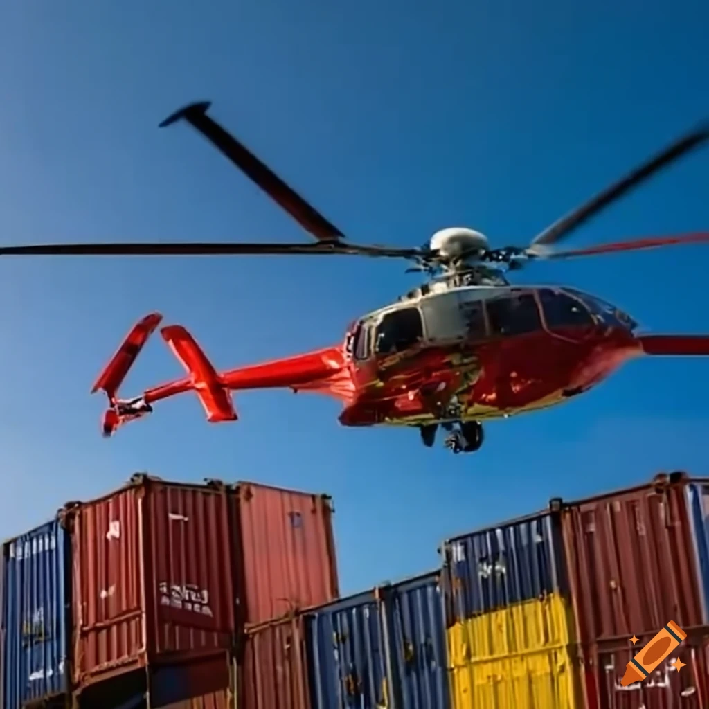 City lights white and blue rescue helicopter on Craiyon