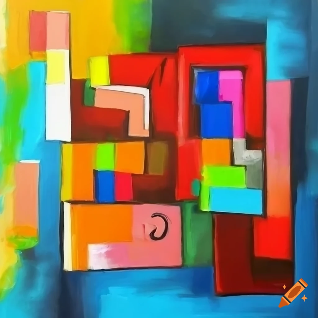 Colorful cubist painting on Craiyon