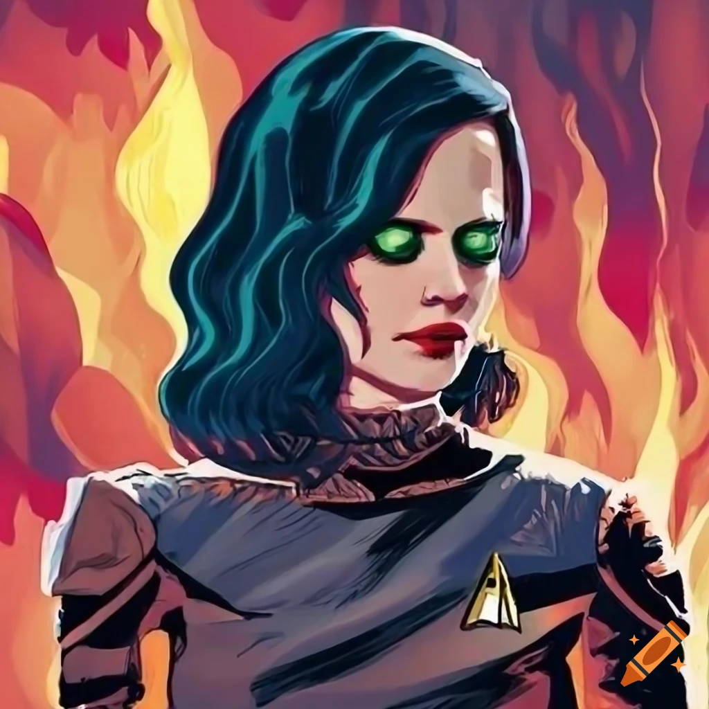 Cartoon art of eva green as romulan praetor shinzon with glowing green ...