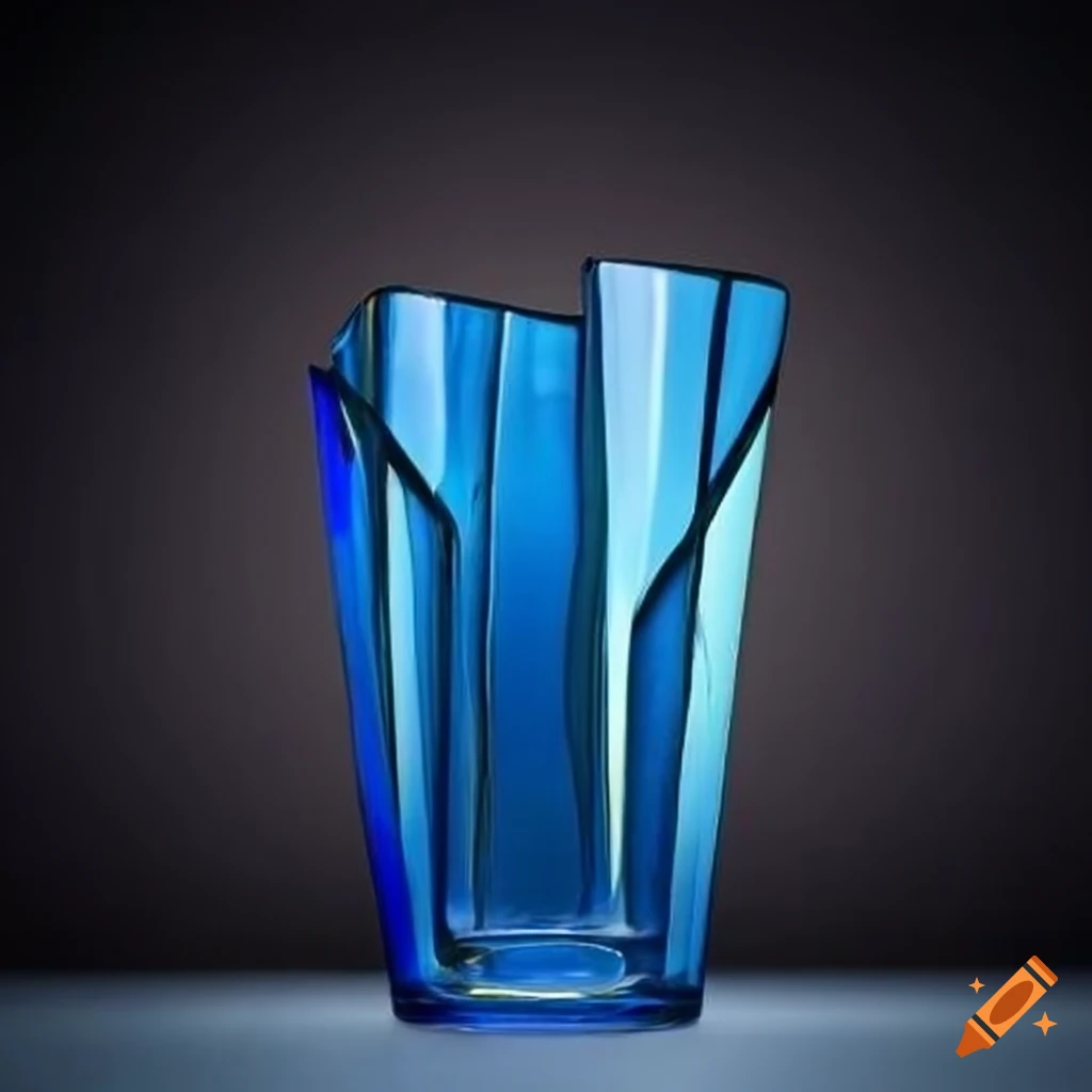 Cubist glass vase with dramatic lighting