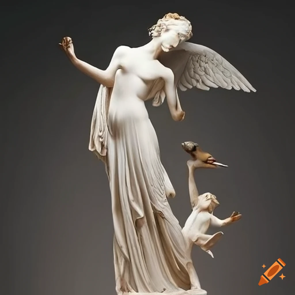 Sculpture of angels embracing love and compassion on Craiyon