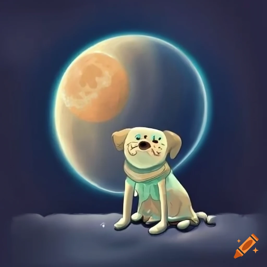 Dog sitting on a moon on Craiyon