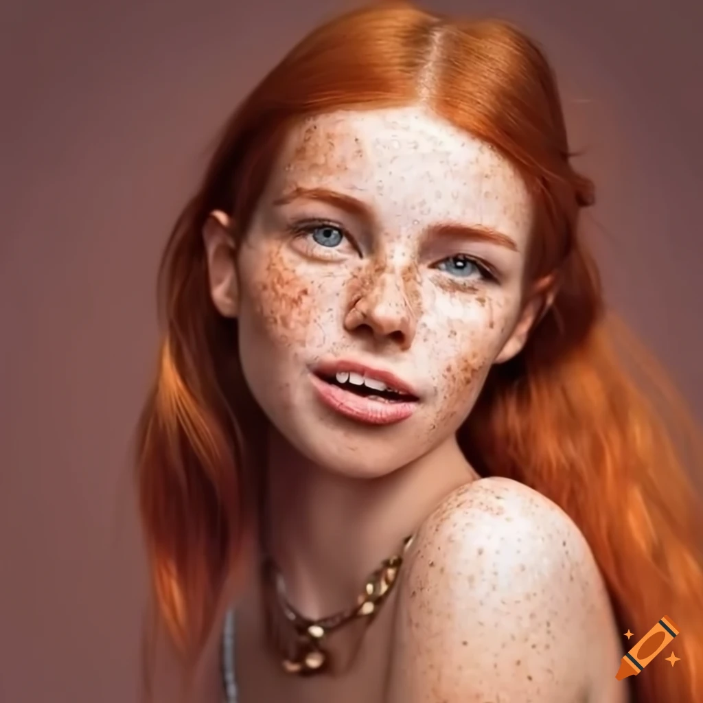 Portrait Of A Smiling Redhead Woman With Freckles On Craiyon