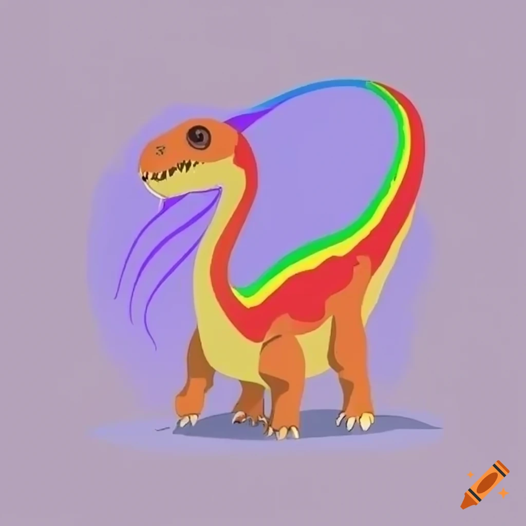 Rainbow-filled dinosaur outline on Craiyon