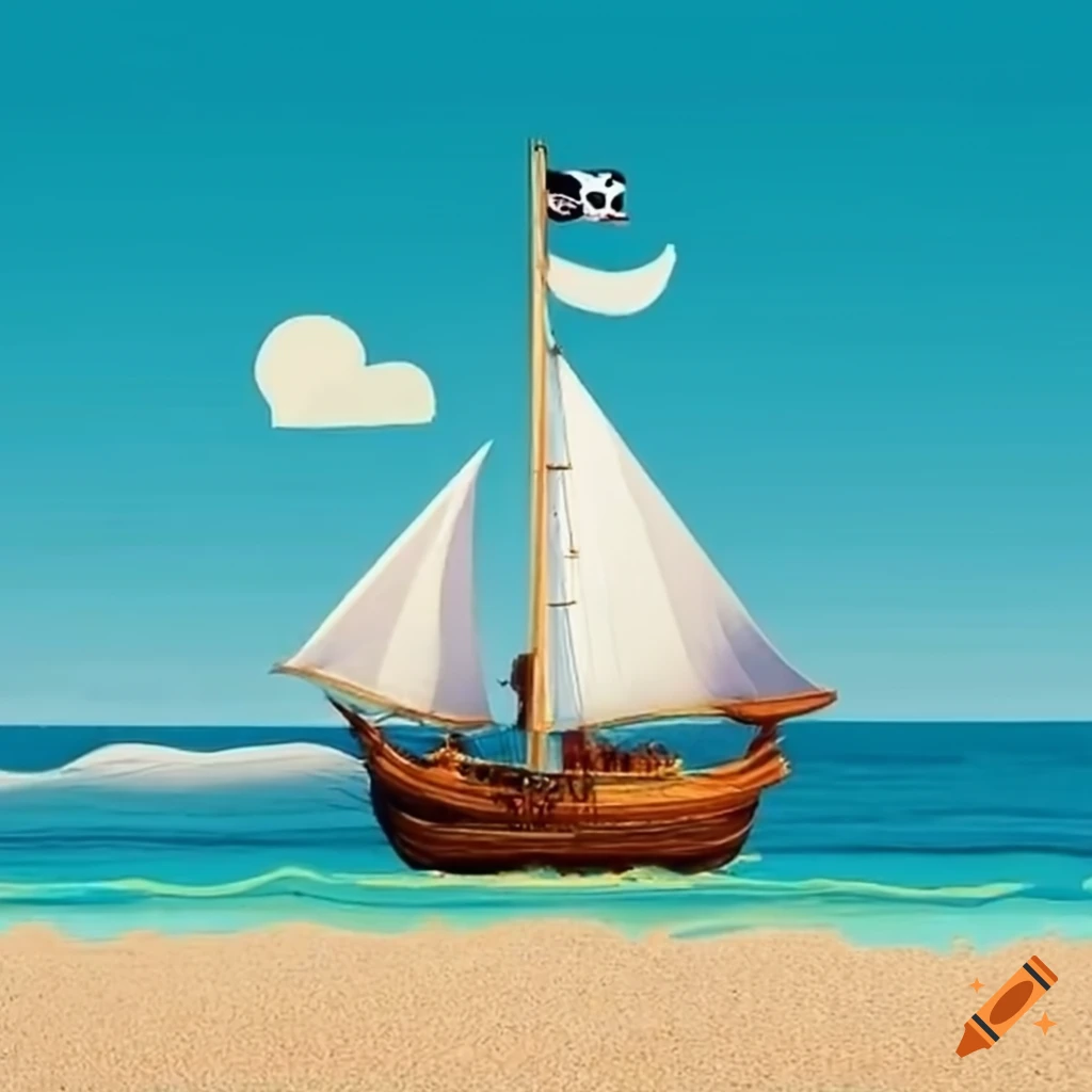 Sailor sailing on the ocean with a wave in comic one-line style on Craiyon