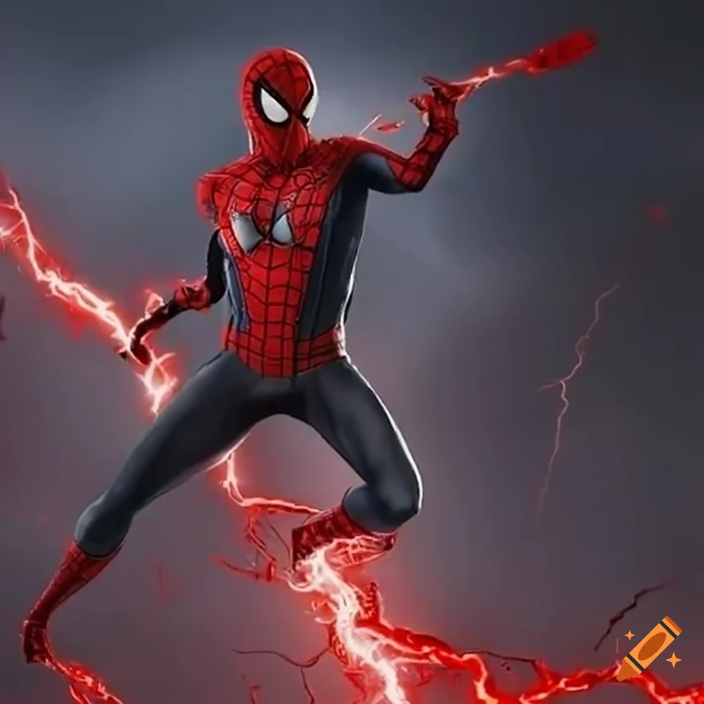 Spiderman shooting red lightning
