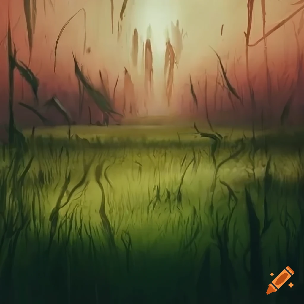 Dark horror fantasy grassland artwork on Craiyon