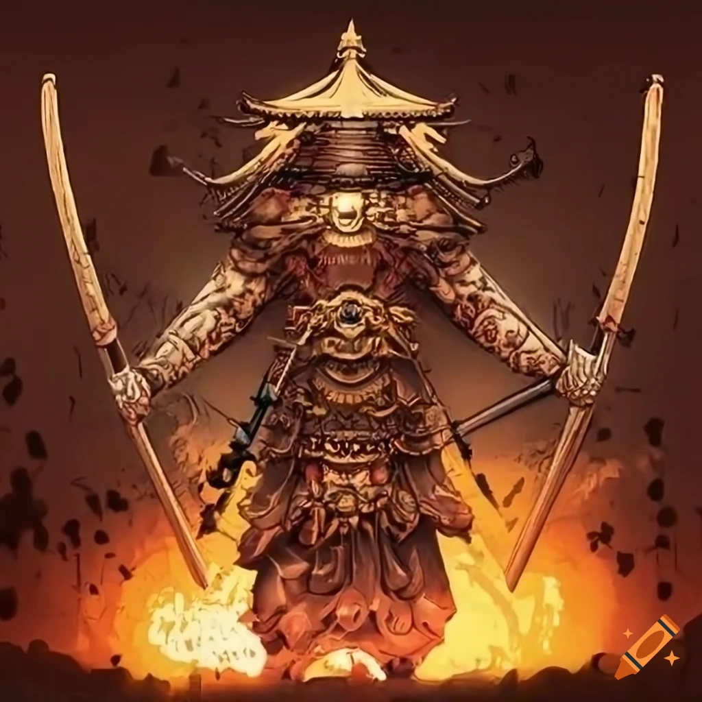 Illustration of a japanese castle transforming into a mechanical ...