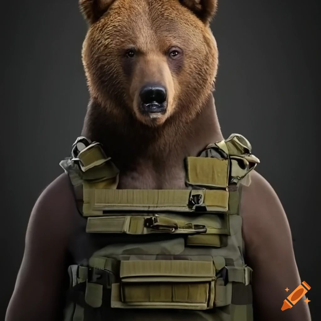 Bear in military gear on Craiyon