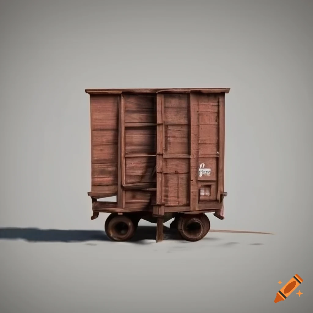 Realistic side-view of a rustic train boxcar on Craiyon