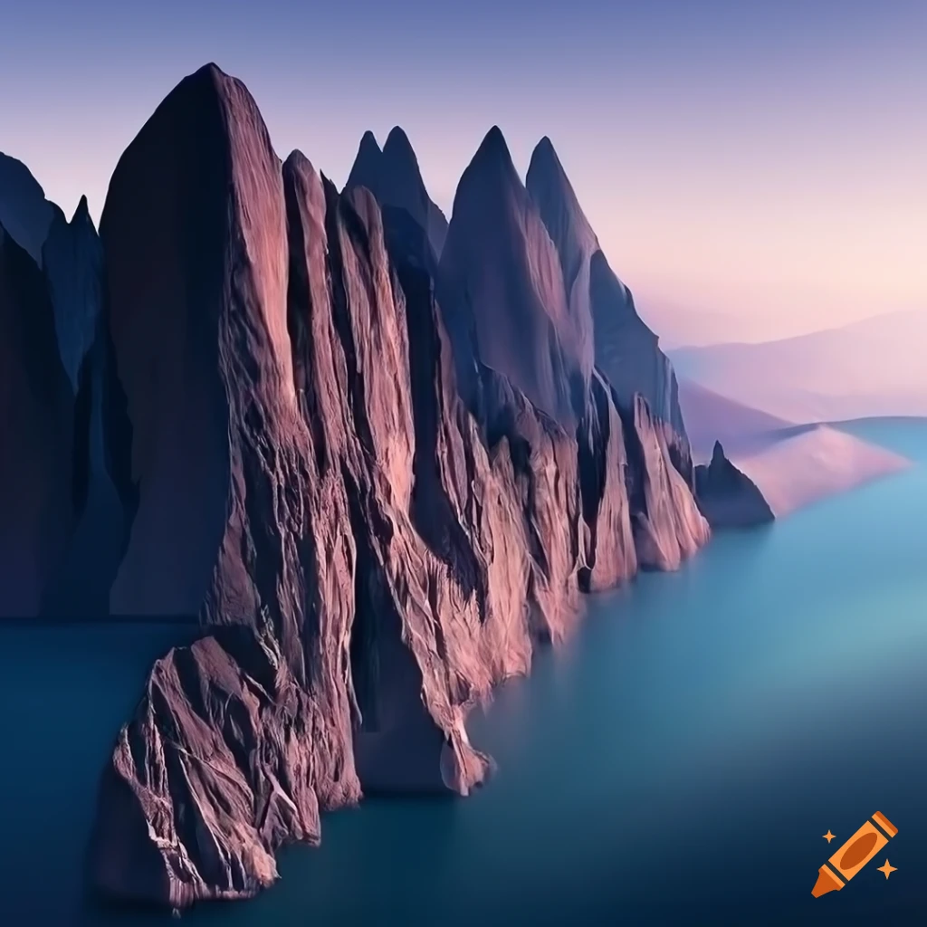 High-quality 3D picture of sheer mountain cliffs on Craiyon