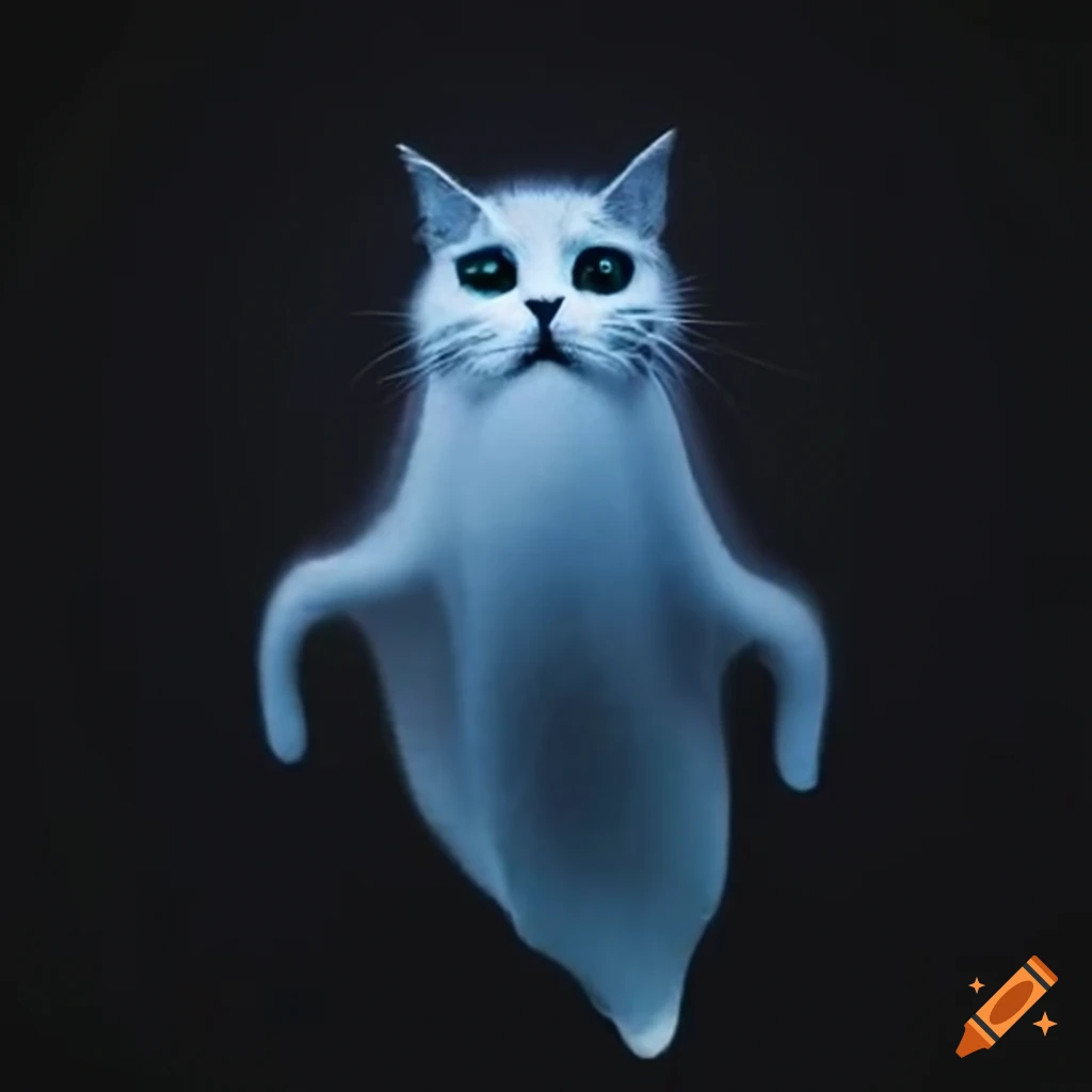 Transparent ghost of a cat in a haunted house on Craiyon