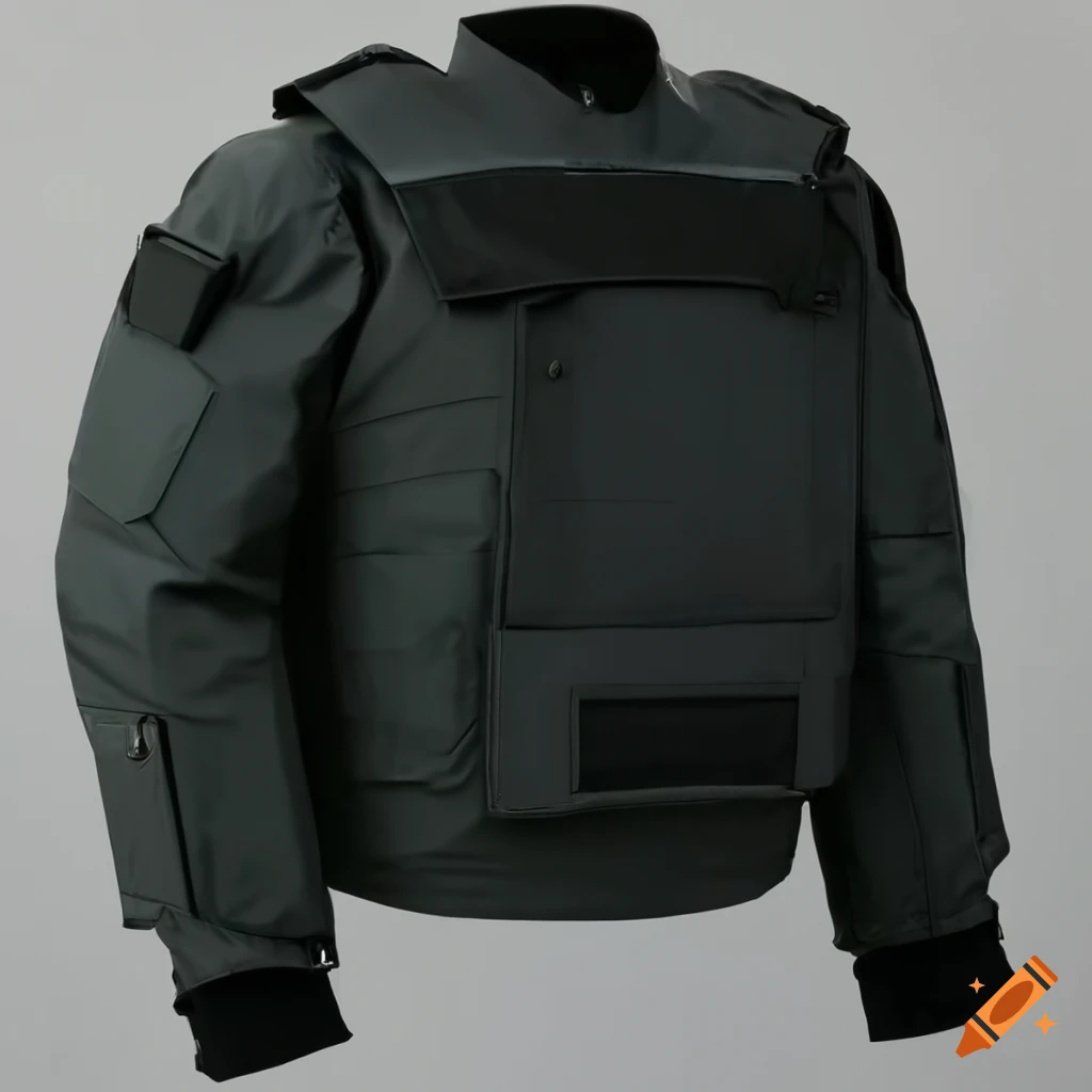 Detailed image of a full length bulletproof jacket