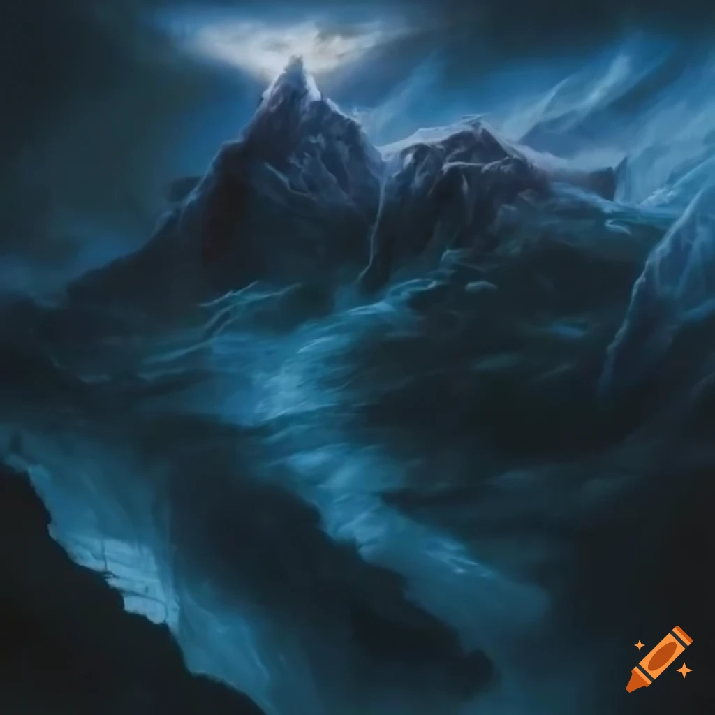 Dark fantasy mountain path artwork