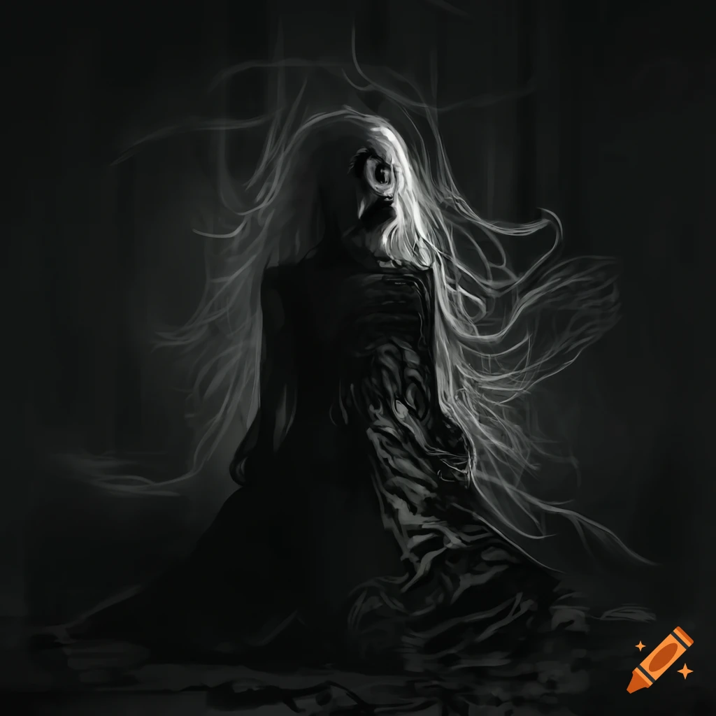 Black and white cover art for darkcore music