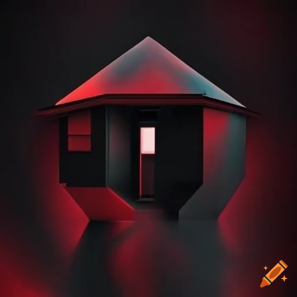 Futuristic red and black house