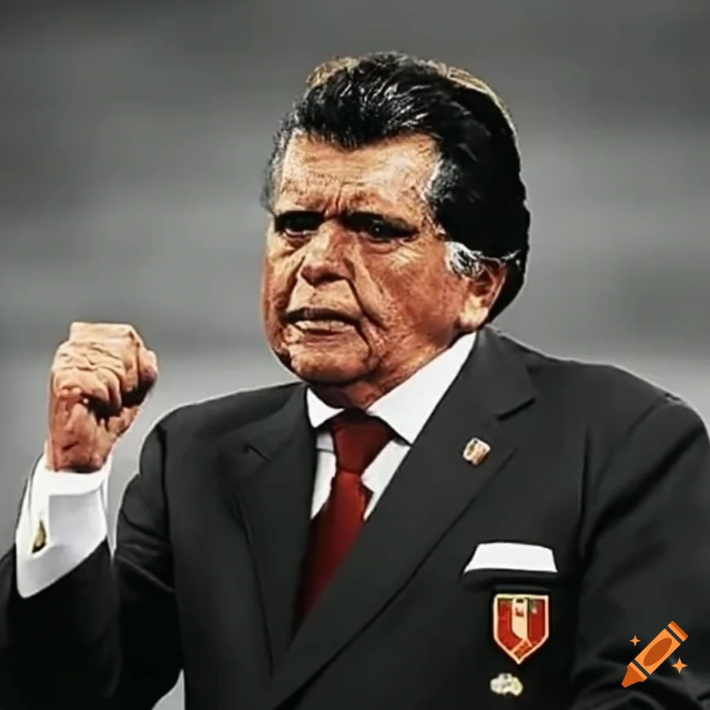 Alan garcia celebrating a goal in peru on Craiyon