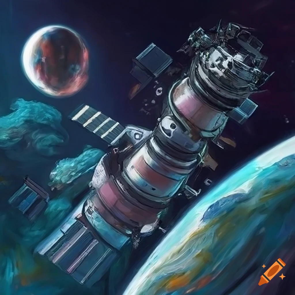 Yugioh art of a space station on Craiyon