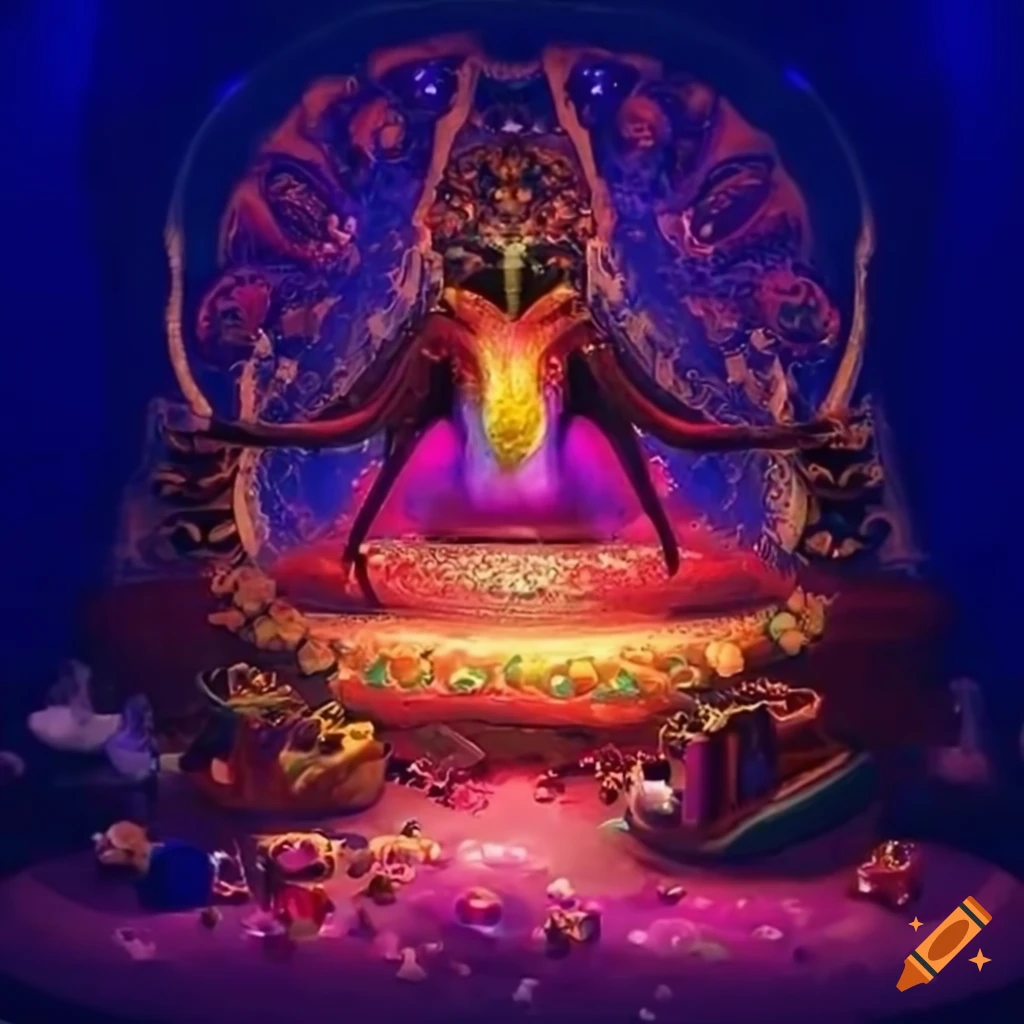 Whimsical spiritual temple with anthropomorphic insects on Craiyon