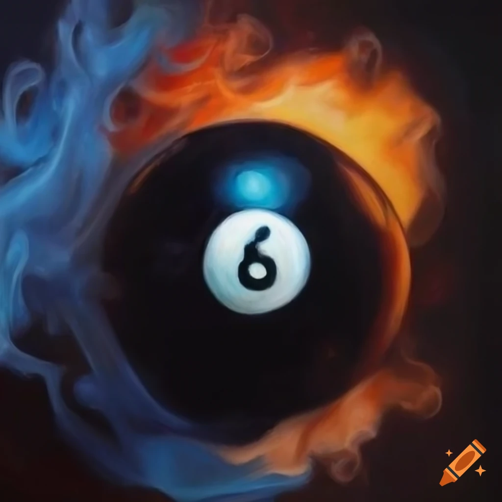 Oil painting of an 8 ball in a bar on Craiyon