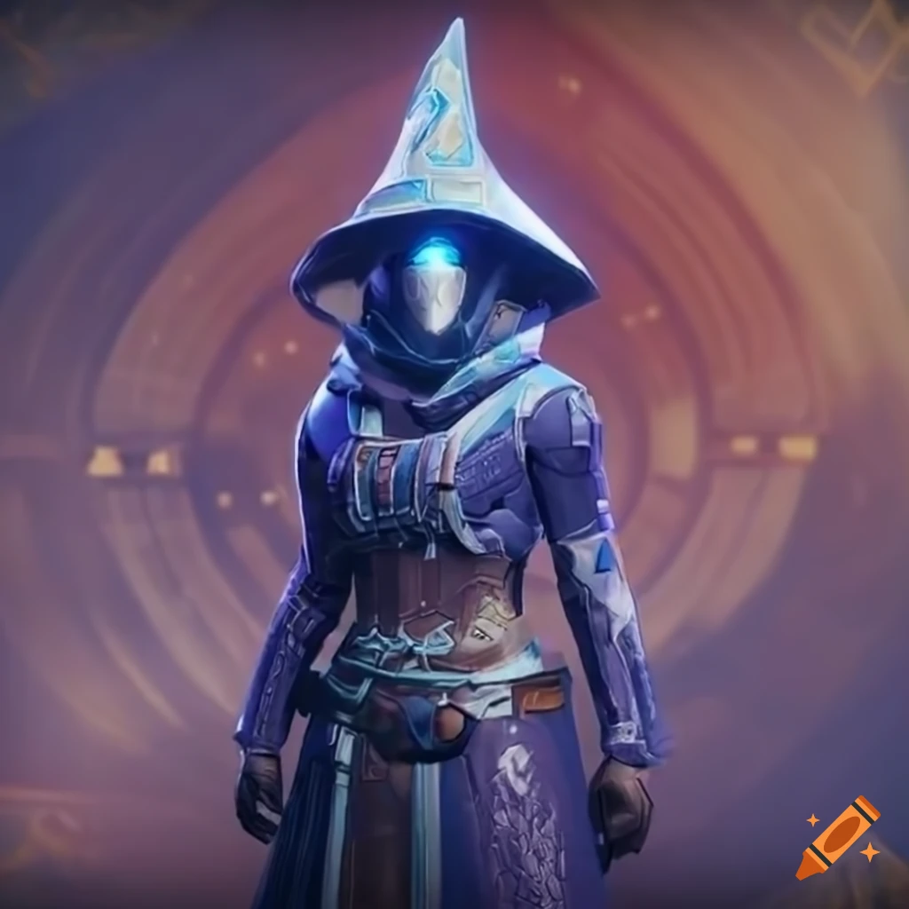 Image of a futuristic space wizard with a mage hat on Craiyon