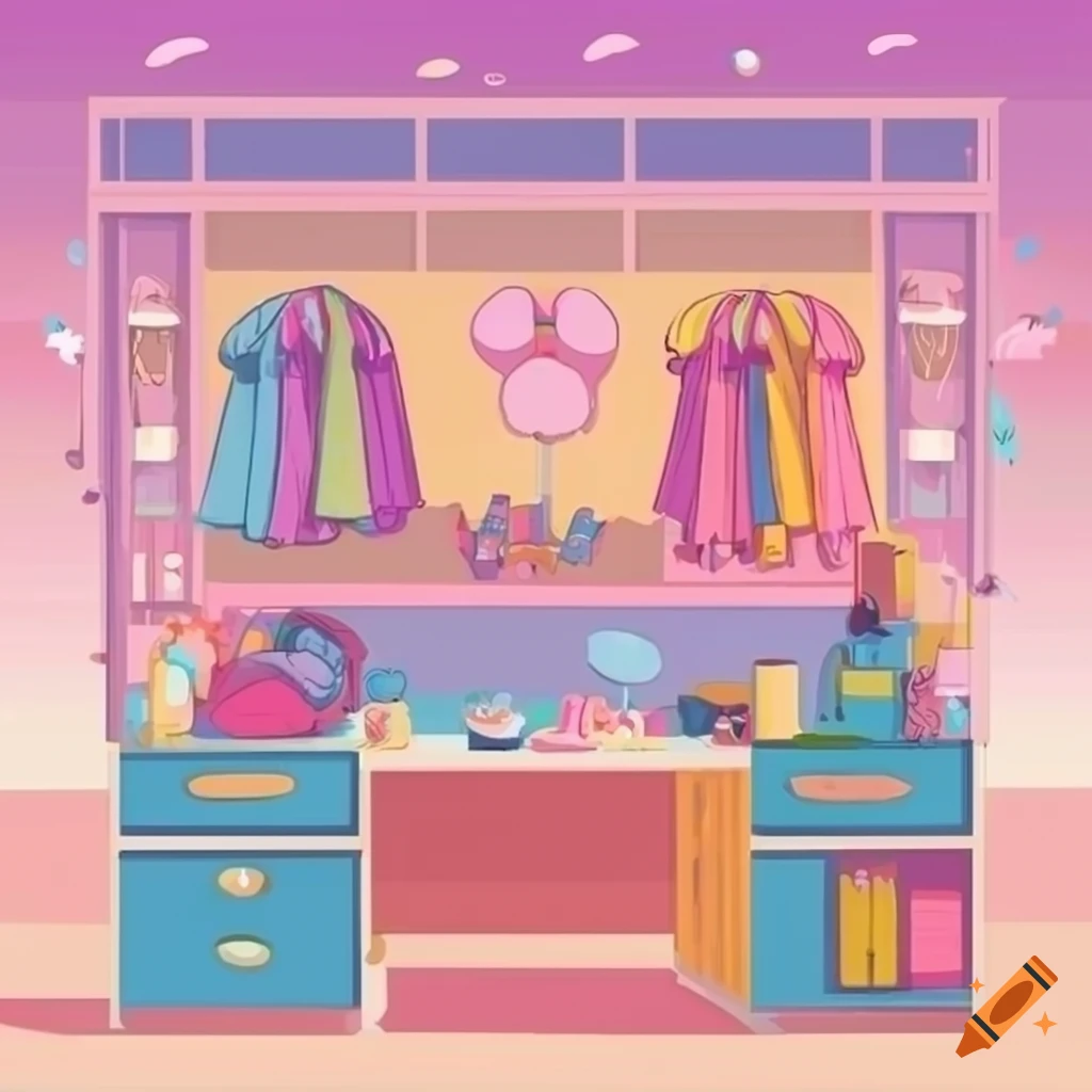 Kawaii girls room vector art with pastel colors