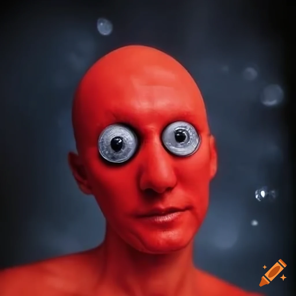 Red man with a cloudy eye on Craiyon