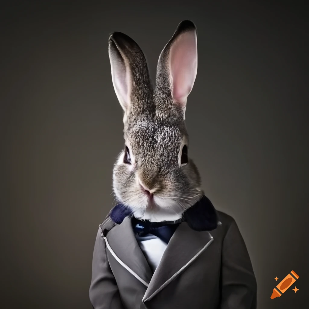 Elegant rabbit wearing a suit on Craiyon