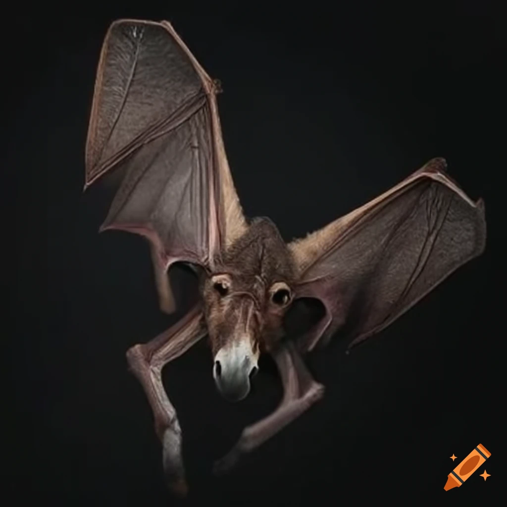 Artwork of a flying donkey-bat creature on Craiyon