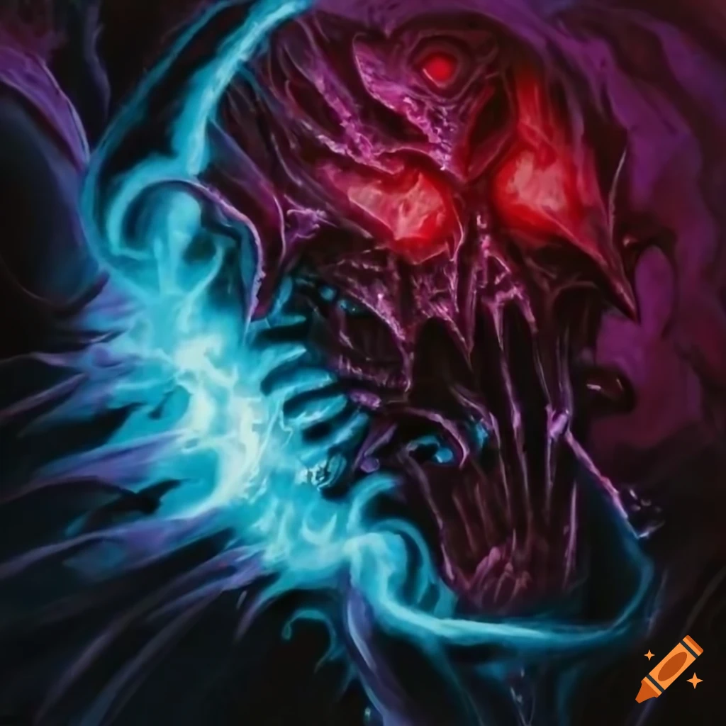 Dark fantasy artwork of an evil eldritch artifact