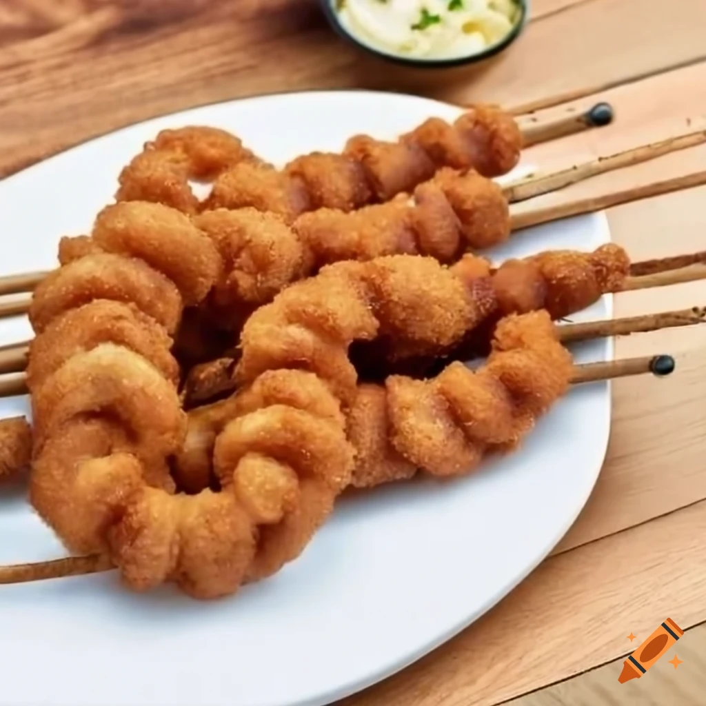 Delicious fried monkey tails on a stick