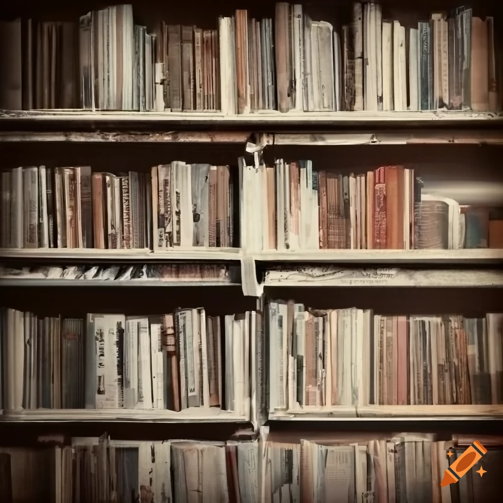 Stacked books and magazines on Craiyon