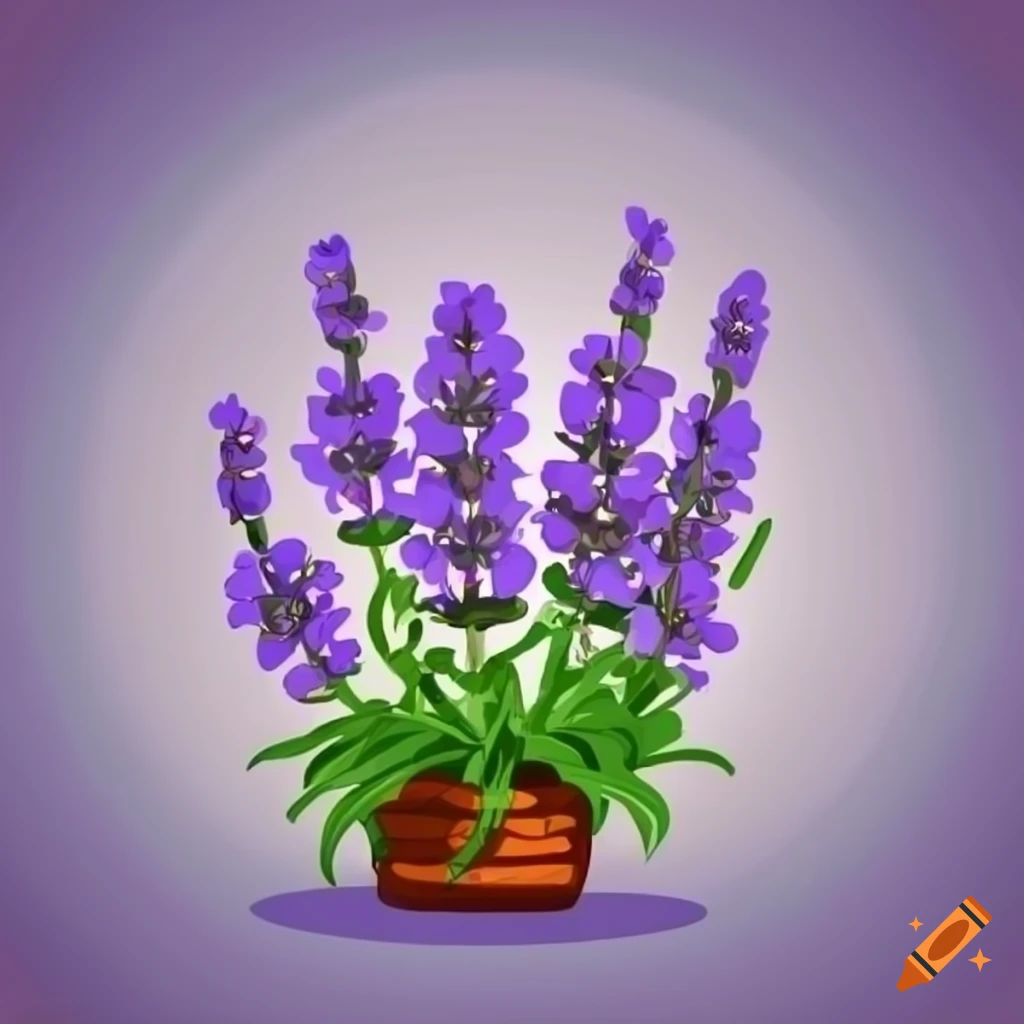 Cartoon illustration of a lavender bouquet on Craiyon