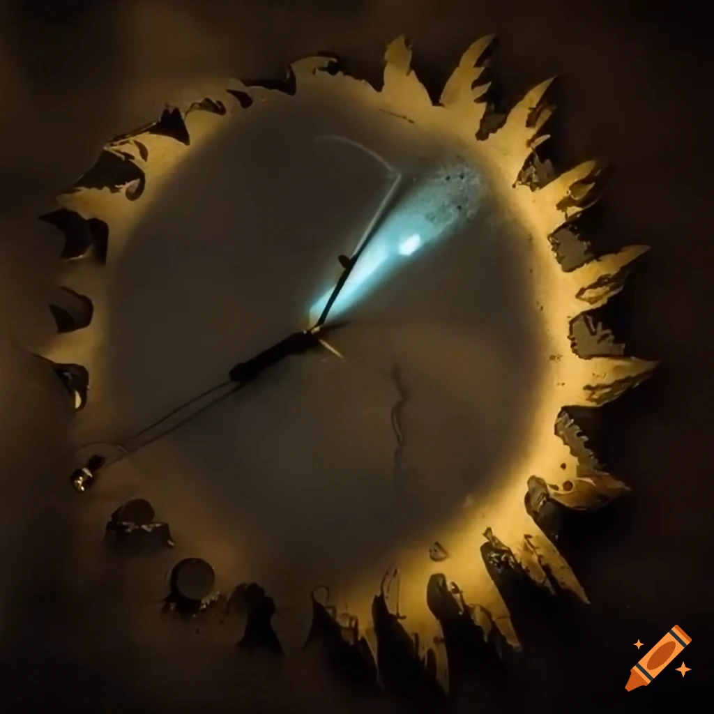 Unique clock made from a saw blade on Craiyon
