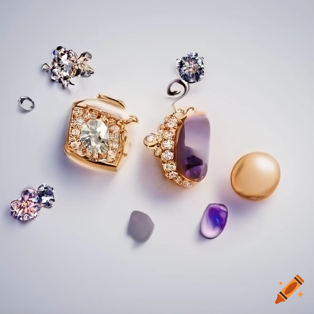 Elegant golden jewelry collection on white background on Craiyon