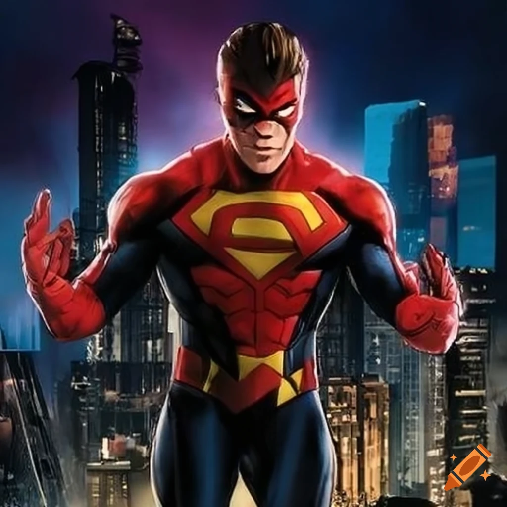 Superhero in a comic book shop