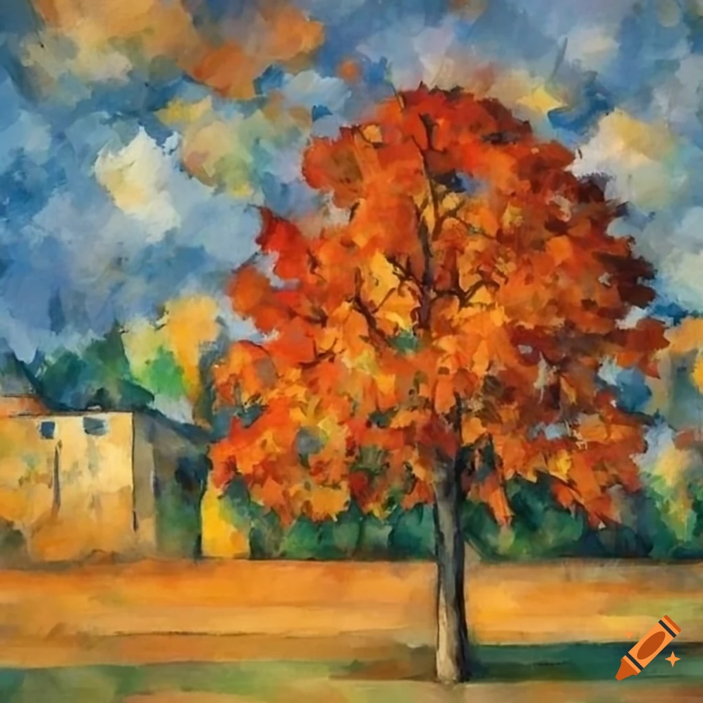 Fall landscape painting inspired by paul cezanne on Craiyon