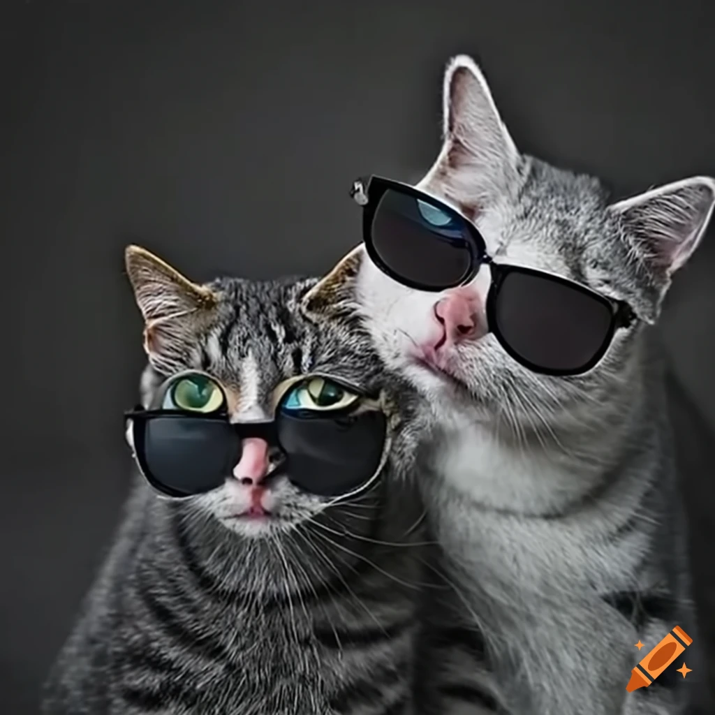 Cats dancing with sunglasses to techno music on Craiyon