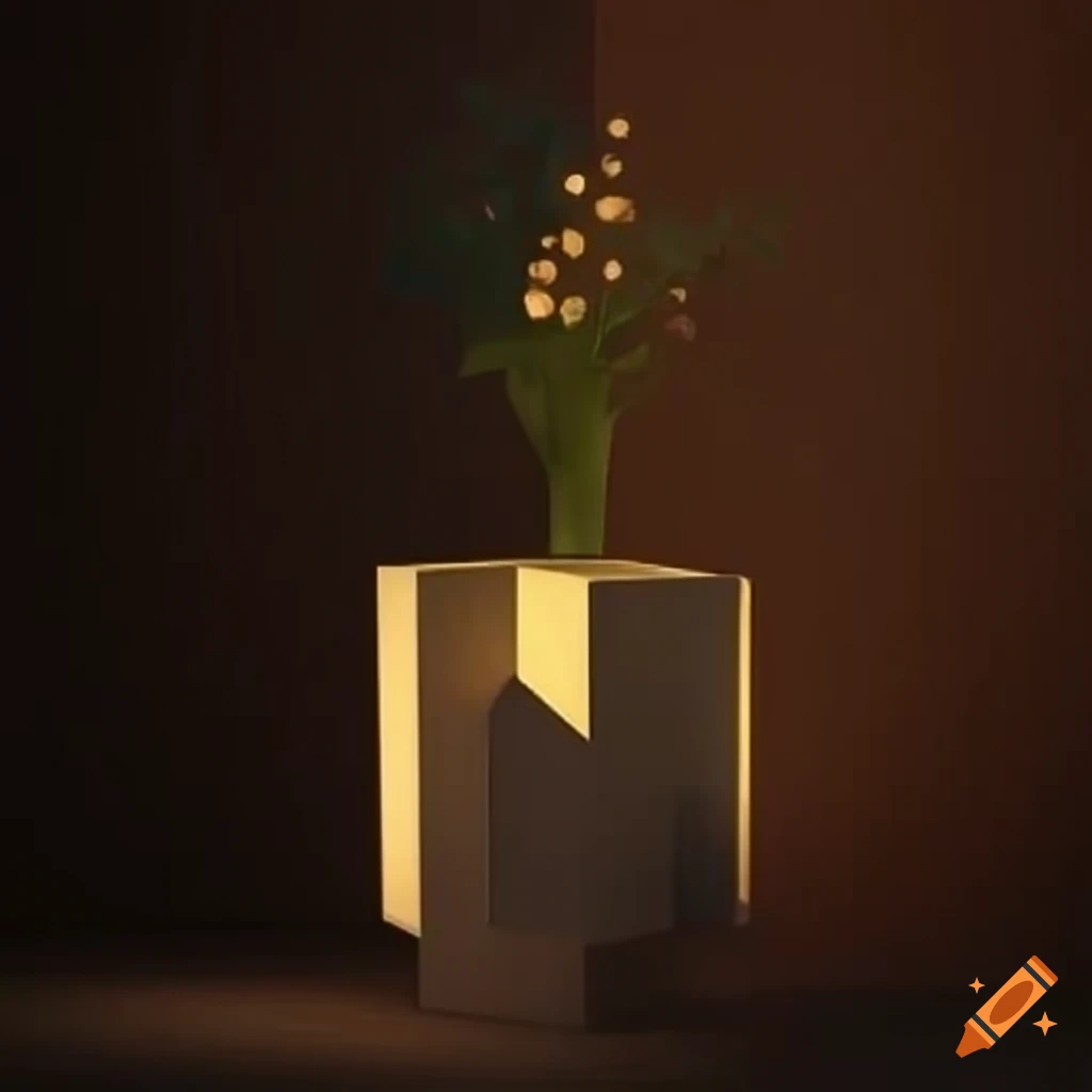 Dramatic lighting on a cubist vase on Craiyon